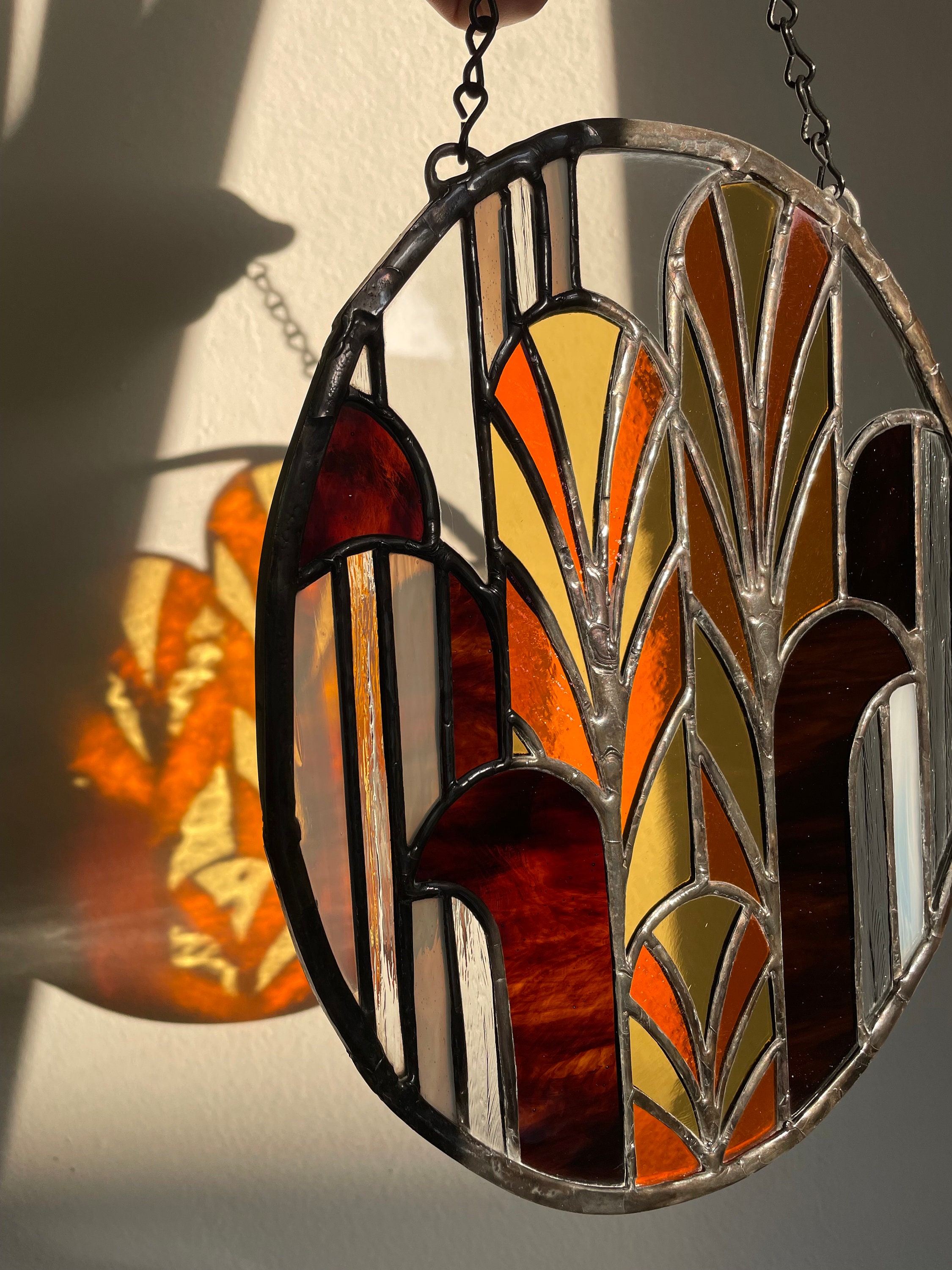 Stained Glass Art Deco Suncatcher Panel 2.0 - Etsy