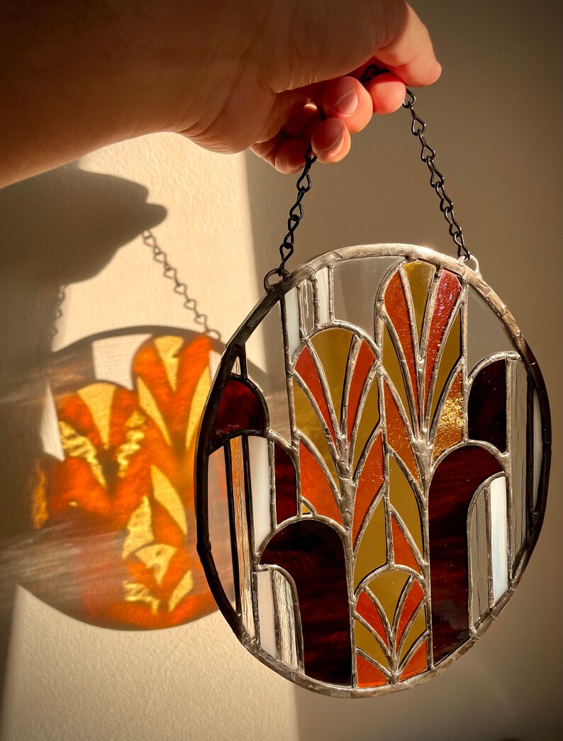 Stained Glass Art Deco Suncatcher Panel 2.0 - Etsy
