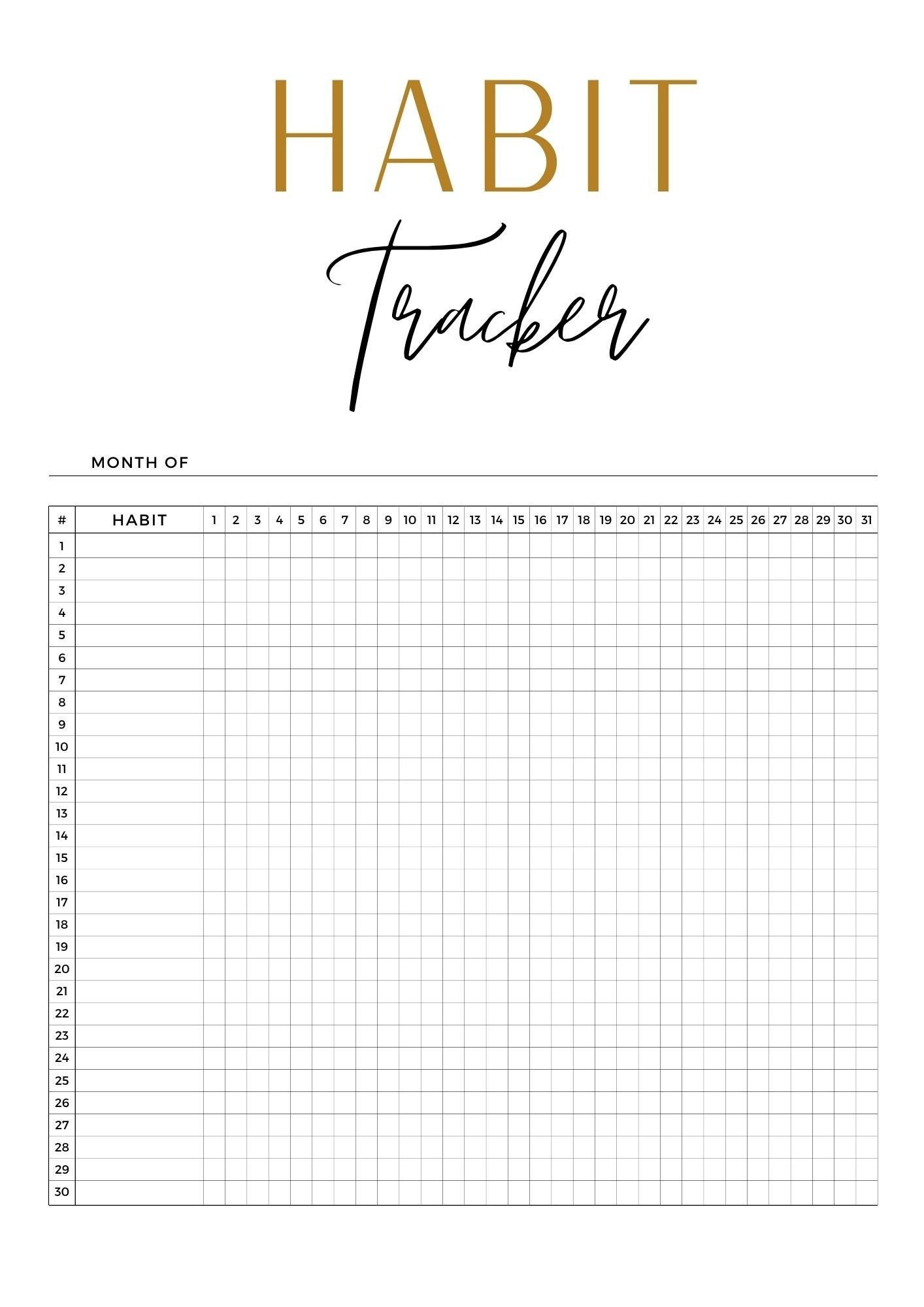 Printable Habit Tracker, Habit Tracking PDF, Habit Printable, Daily ...