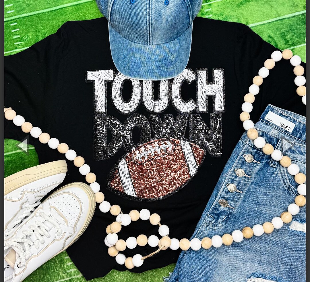 Touchdown Sequin Patch Football Tshirt, Tshirt for Mom, Football Tshirt, Game Day Tshirt - Etsy