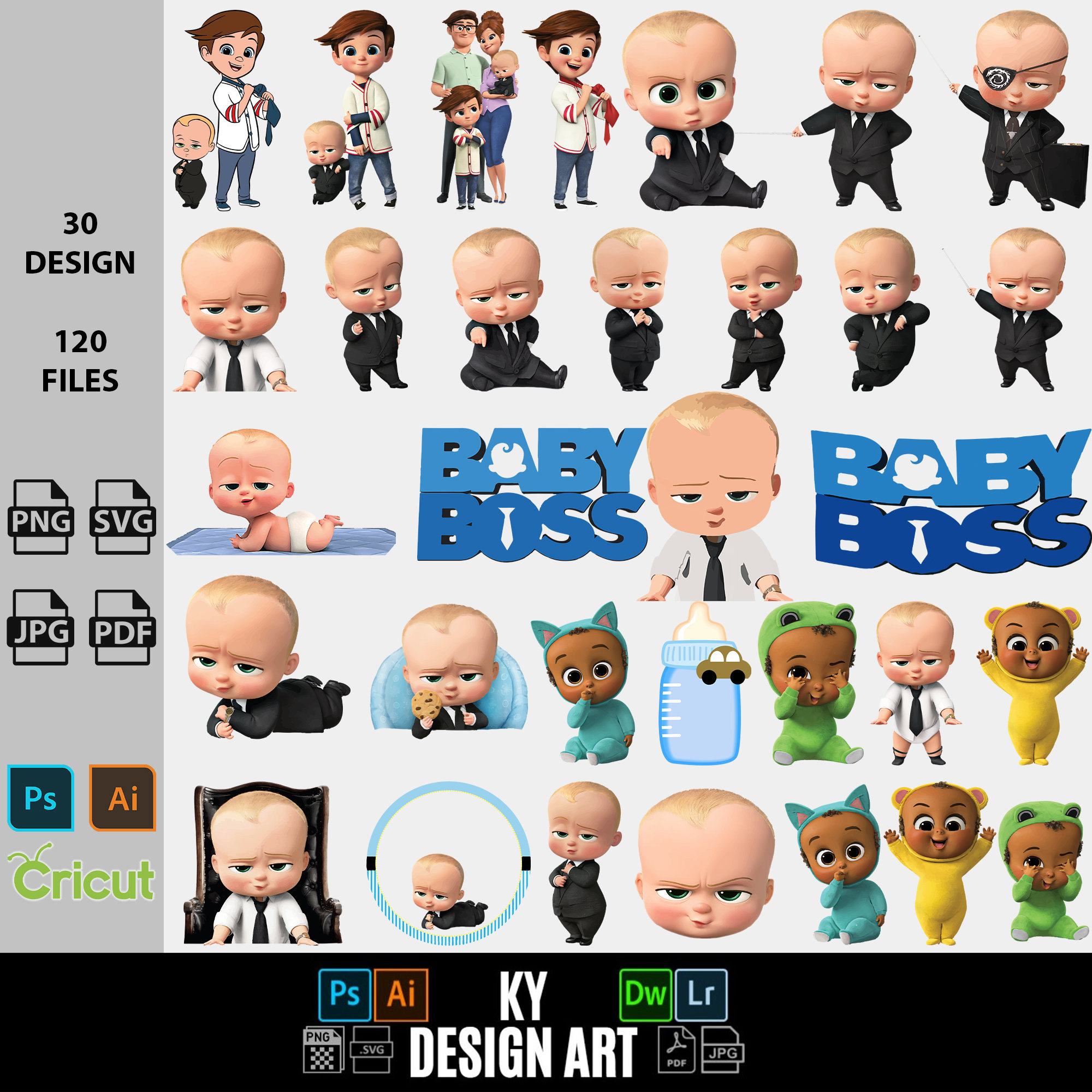 Baby Boss Cartoon Silhouette Svg Bundle - Etsy