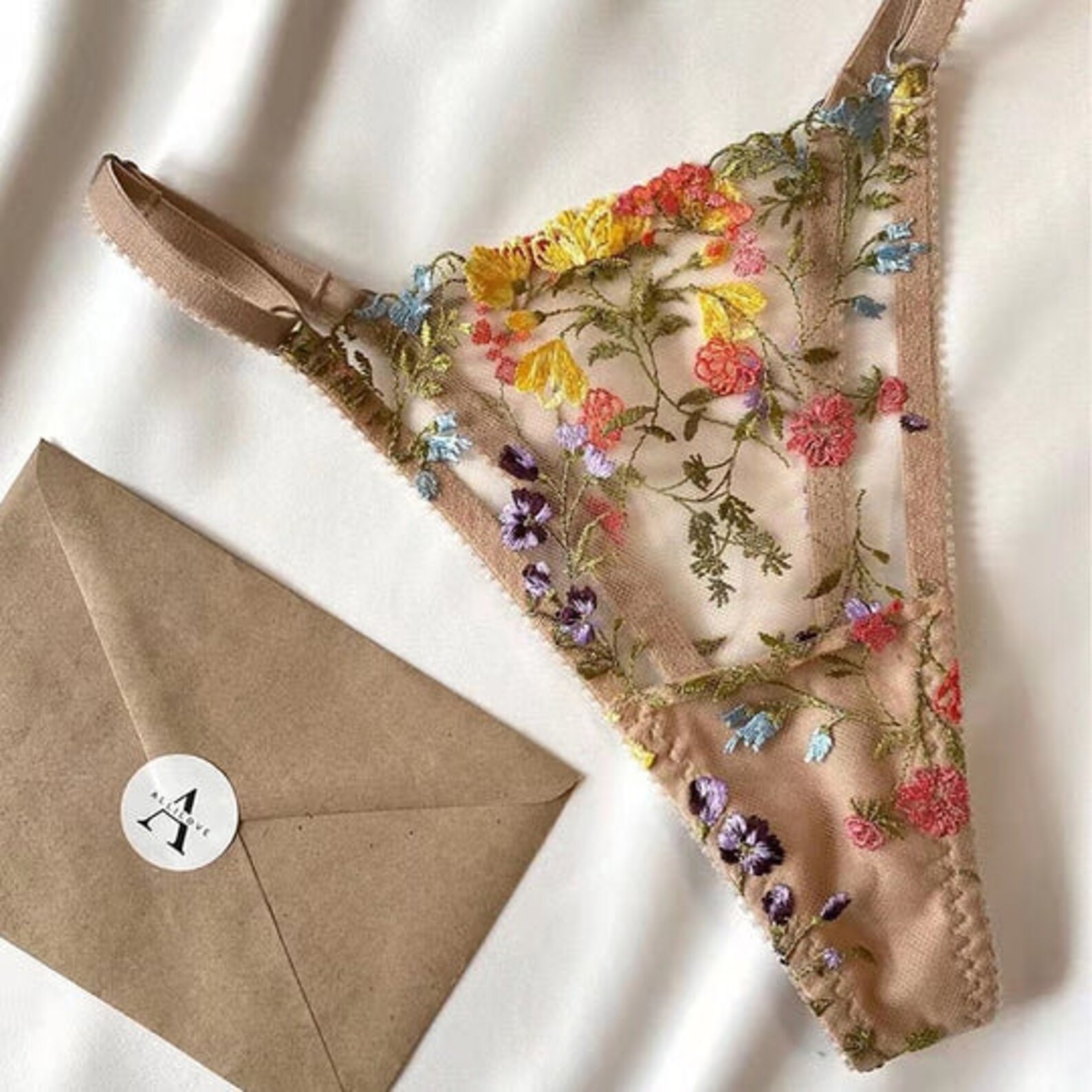 Embroidered Floral Lingerie Set For Spring Purple Intimates Etsy