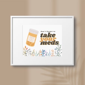 Medication Reminder Art Print: Retro Boho Wildflowers (digital Download ...
