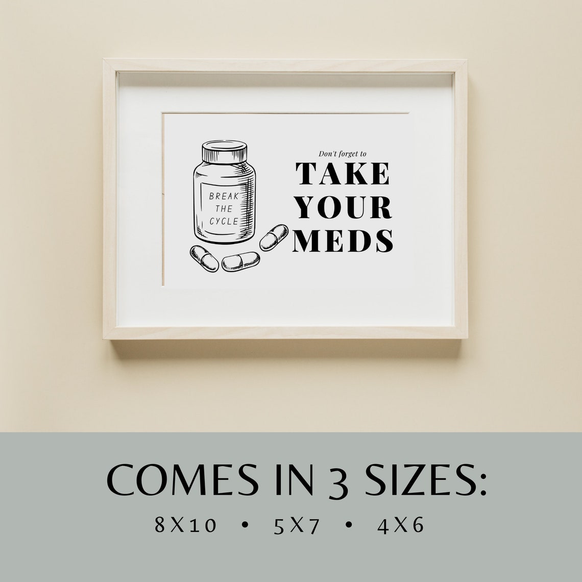 Medication Reminder Art Print - DIGITAL DOWNLOAD - 3 Sizes - "don't ...