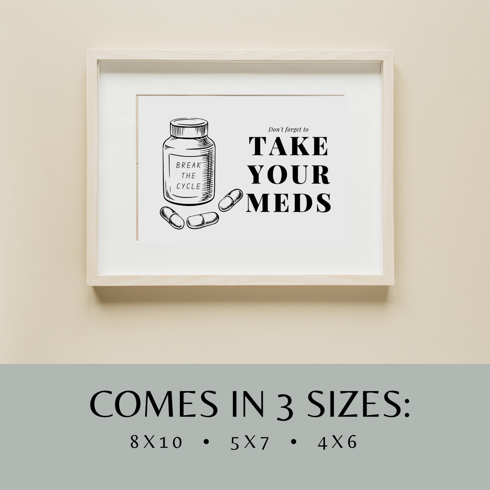 Medication Reminder Art Print - DIGITAL DOWNLOAD - 3 Sizes - "don't ...