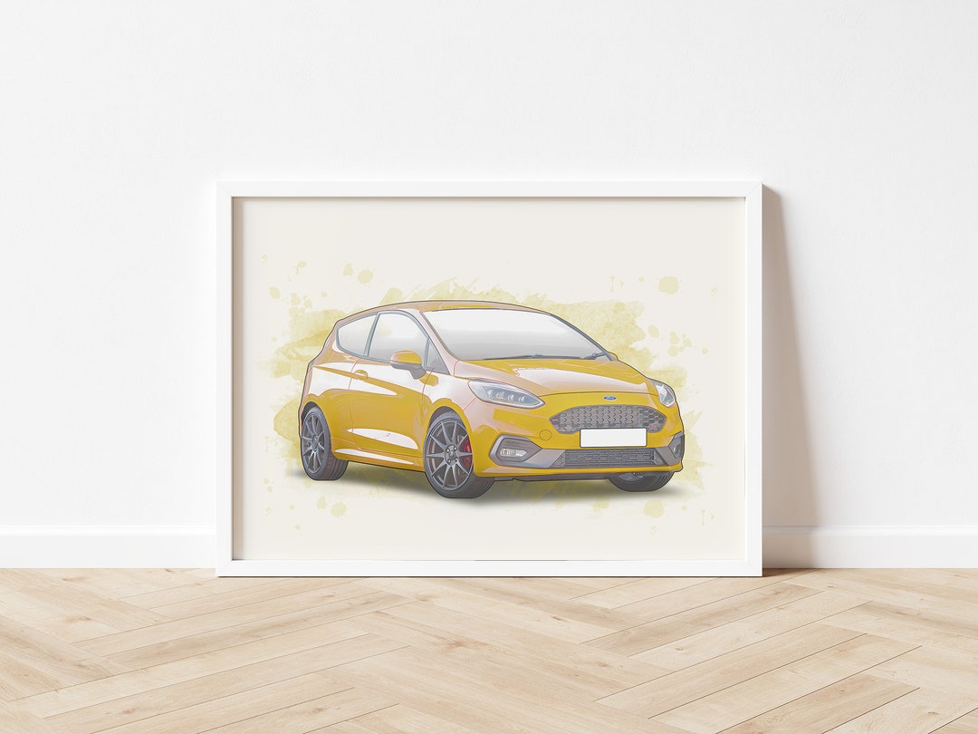 Personalised Ford Fiesta ST MK8 Art Print, Car Poster, Drawing ...