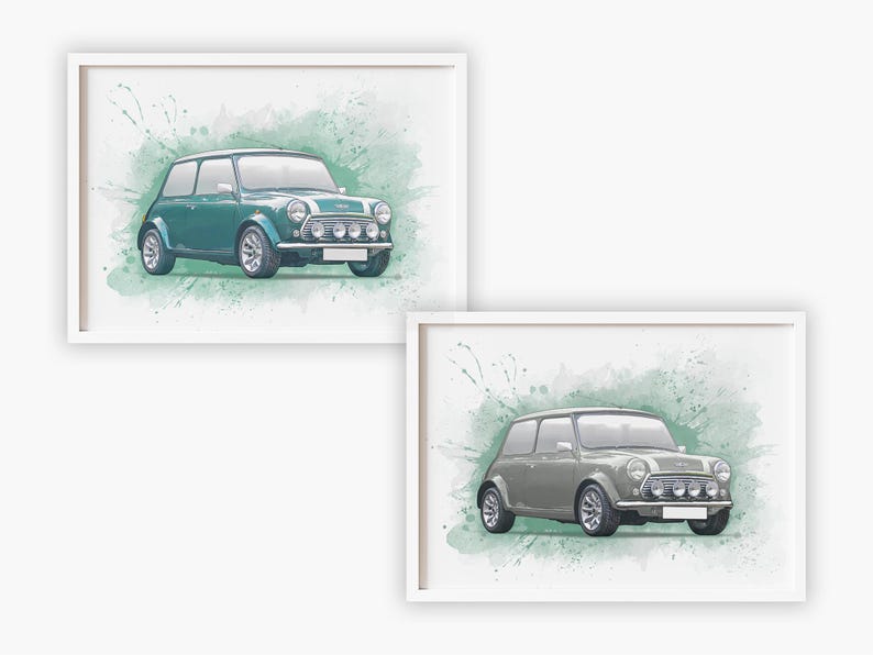 Personalised Rover Mini Cooper Art Print, Classic Car Poster, Artwork ...