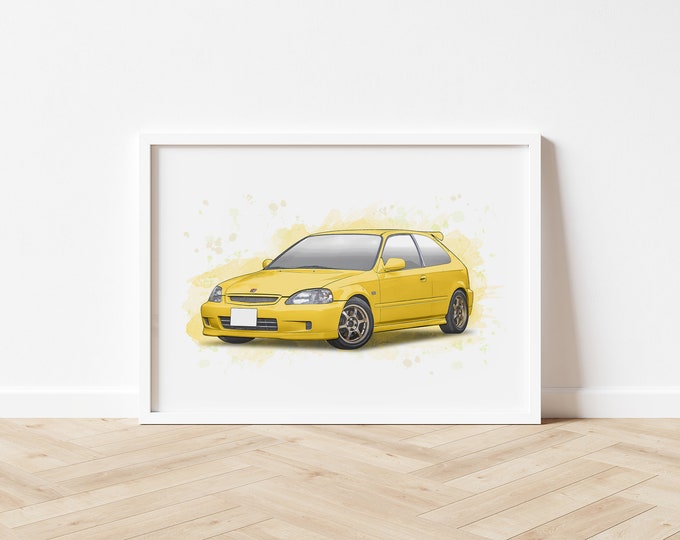 Personalised Honda Civic Type R EK9 Art Print, Car Poster, JDM Portrait ...