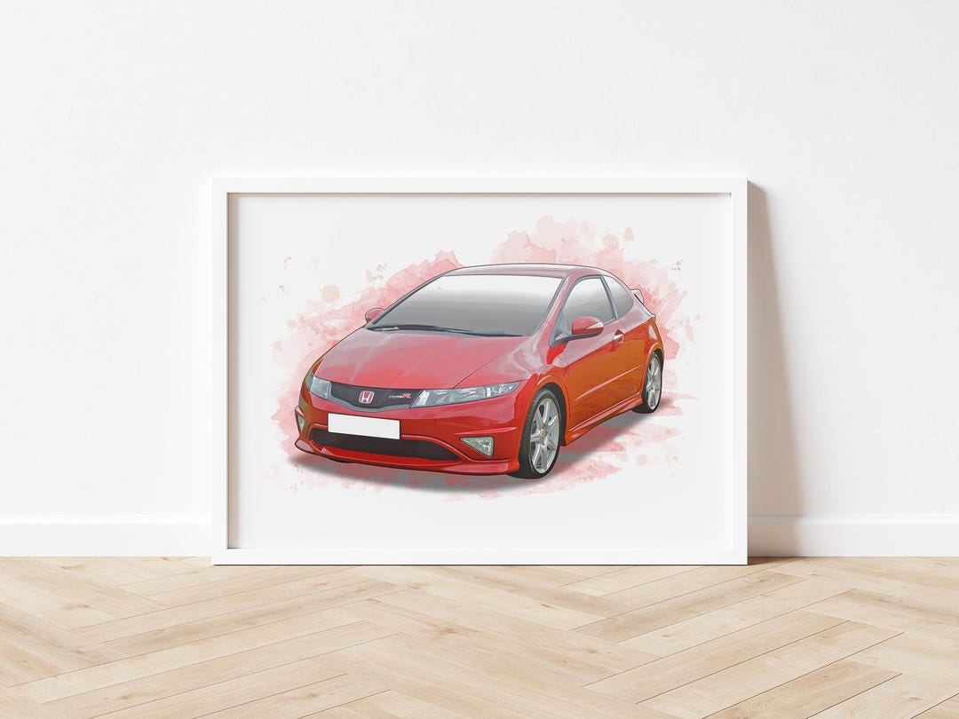 Personalised Honda Civic Type R FN2 Art Print, Car Poster, JDM Portrait ...