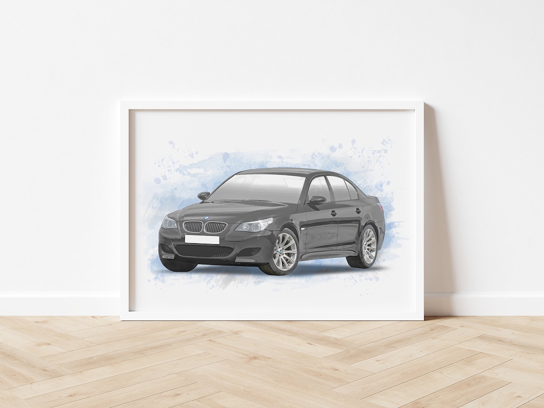 Personalised BMW 5 Series E60 Art Print, Poster, Drawing, Portrait ...