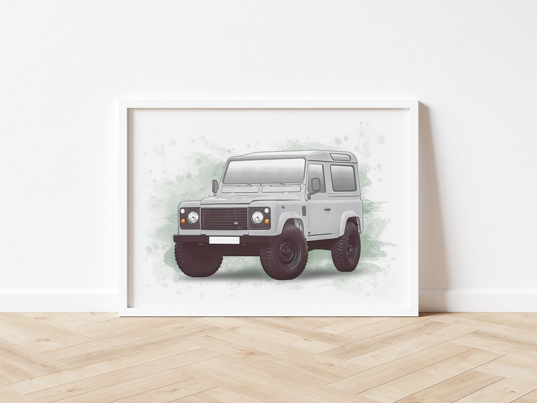 Personalised Land Rover Defender Art Print, Poster, Illustration, Decor ...