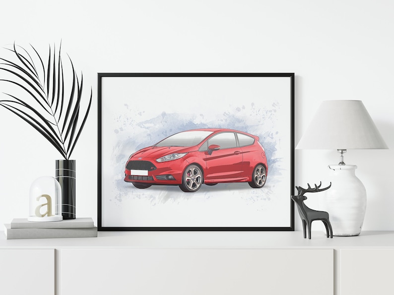 Personalised Ford Fiesta ST MK7 Art Print, Poster, Portrait, Drawing ...