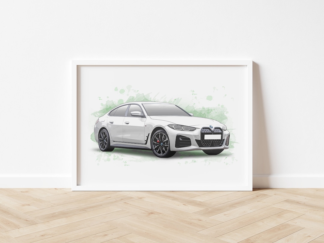 Personalised BMW I4 Art Print, Poster, Drawing, Portrait, Gift for Car ...