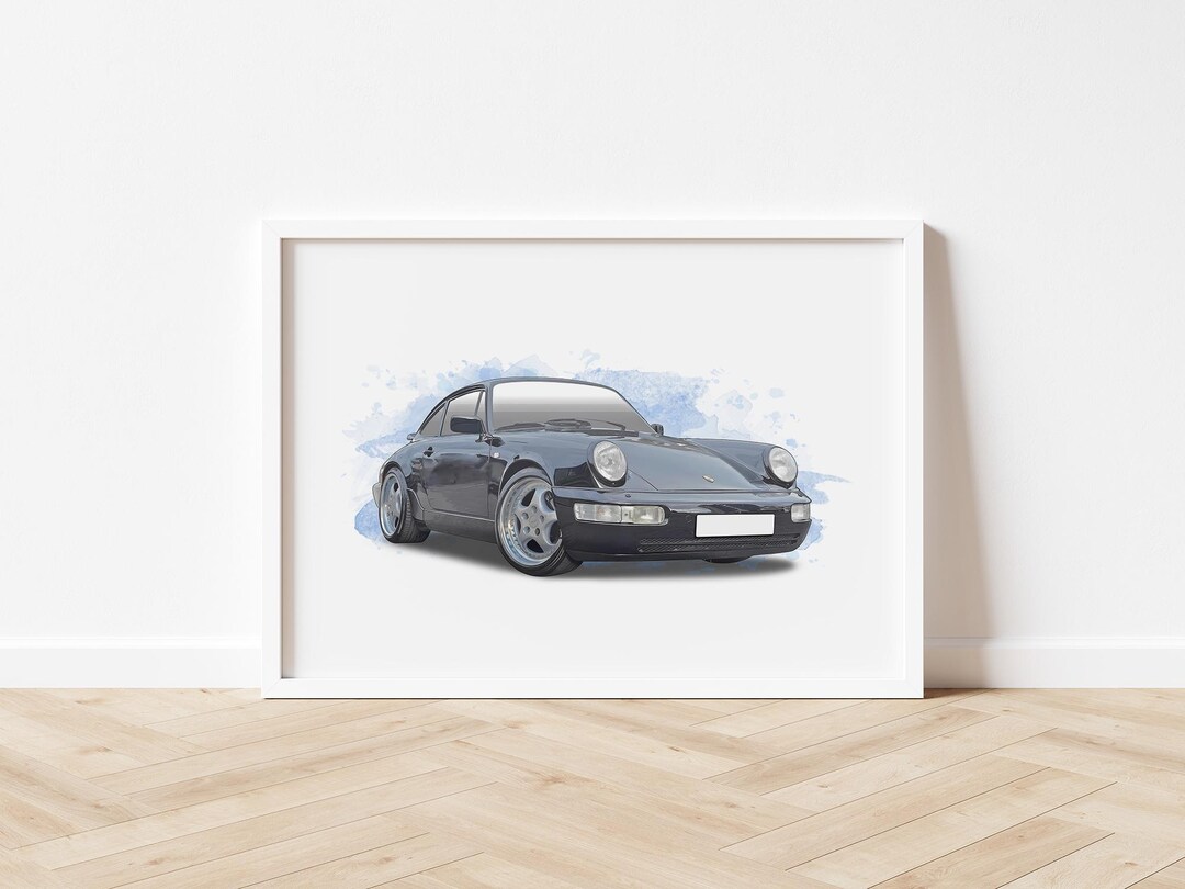 Personalised Porsche 911 [964] Art Print, Poster, Artwork, Portrait ...
