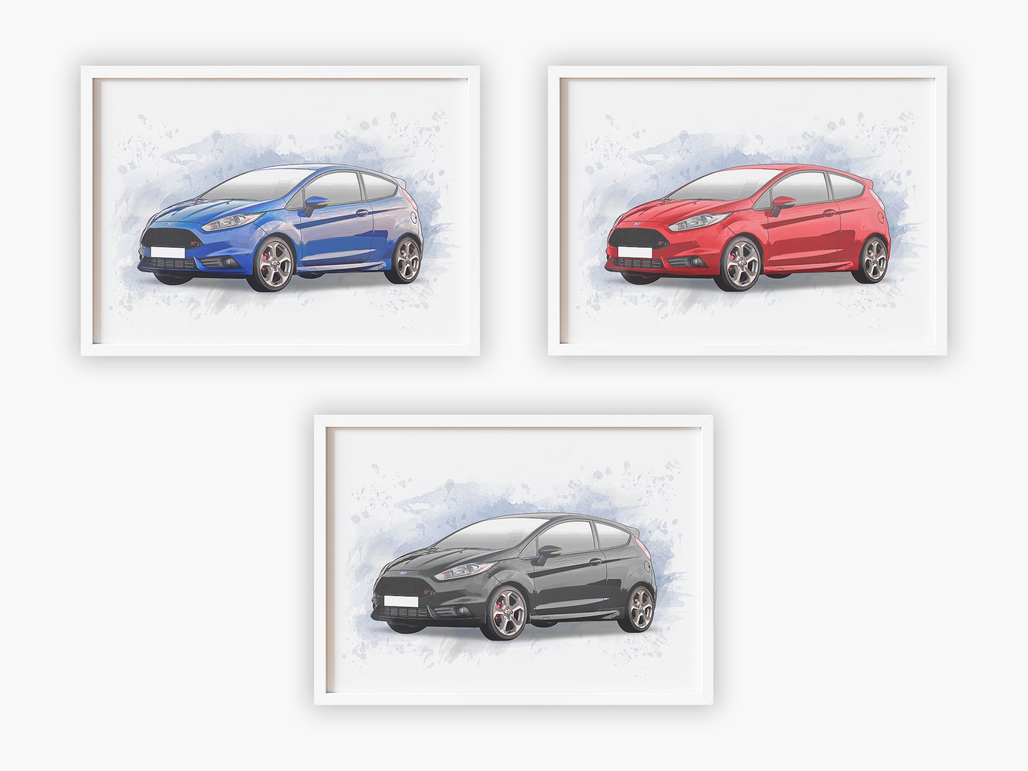 Personalised Ford Fiesta ST MK7 Art Print, Poster, Portrait, Drawing ...