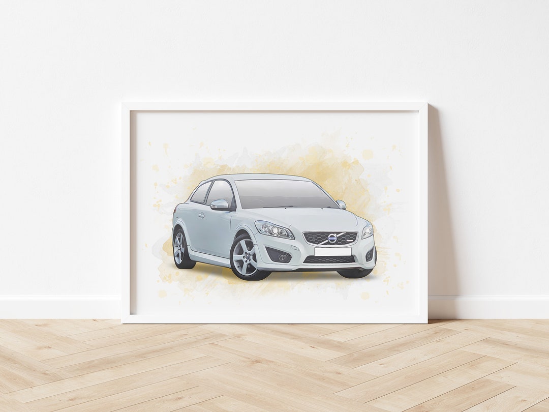 Personalised Volvo C30 Art Print, Poster, Drawing, Portrait, Gift for ...
