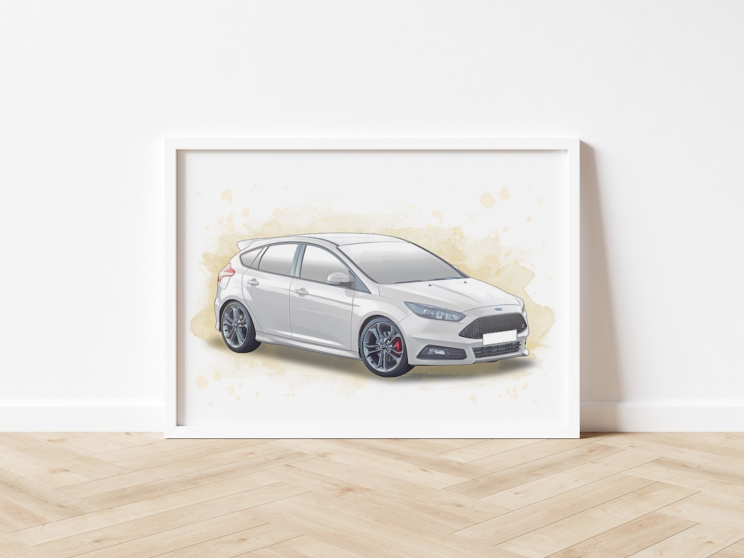 Personalised Ford Focus ST MK3.5 Art Print, Poster, Car Artwork ...