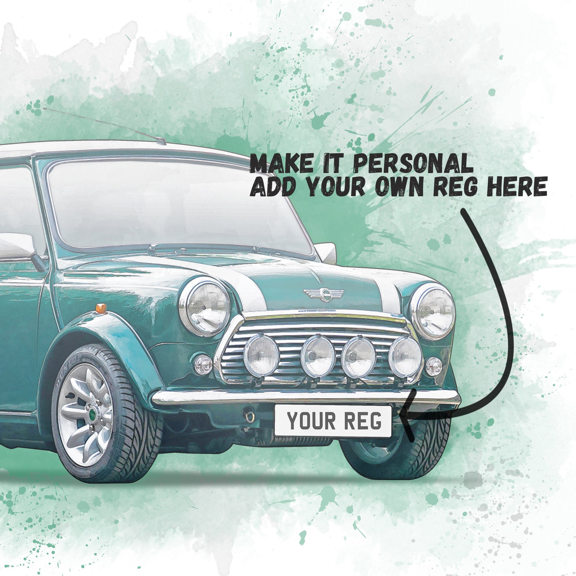 Personalised Rover Mini Cooper Art Print, Classic Car Poster, Artwork ...