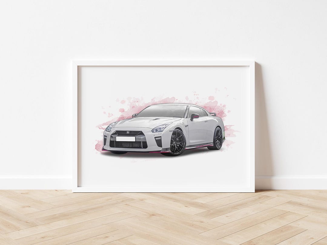 Personalised Nissan GTR Art Print, Poster, Portrait, Drawing ...