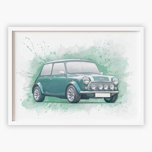 Personalised Rover Mini Cooper Art Print, Classic Car Poster, Artwork ...