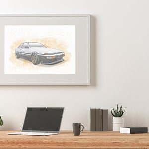 Toyota AE86 JDM Watercolour Style Car Art Print, Art From Photo, Gift ...