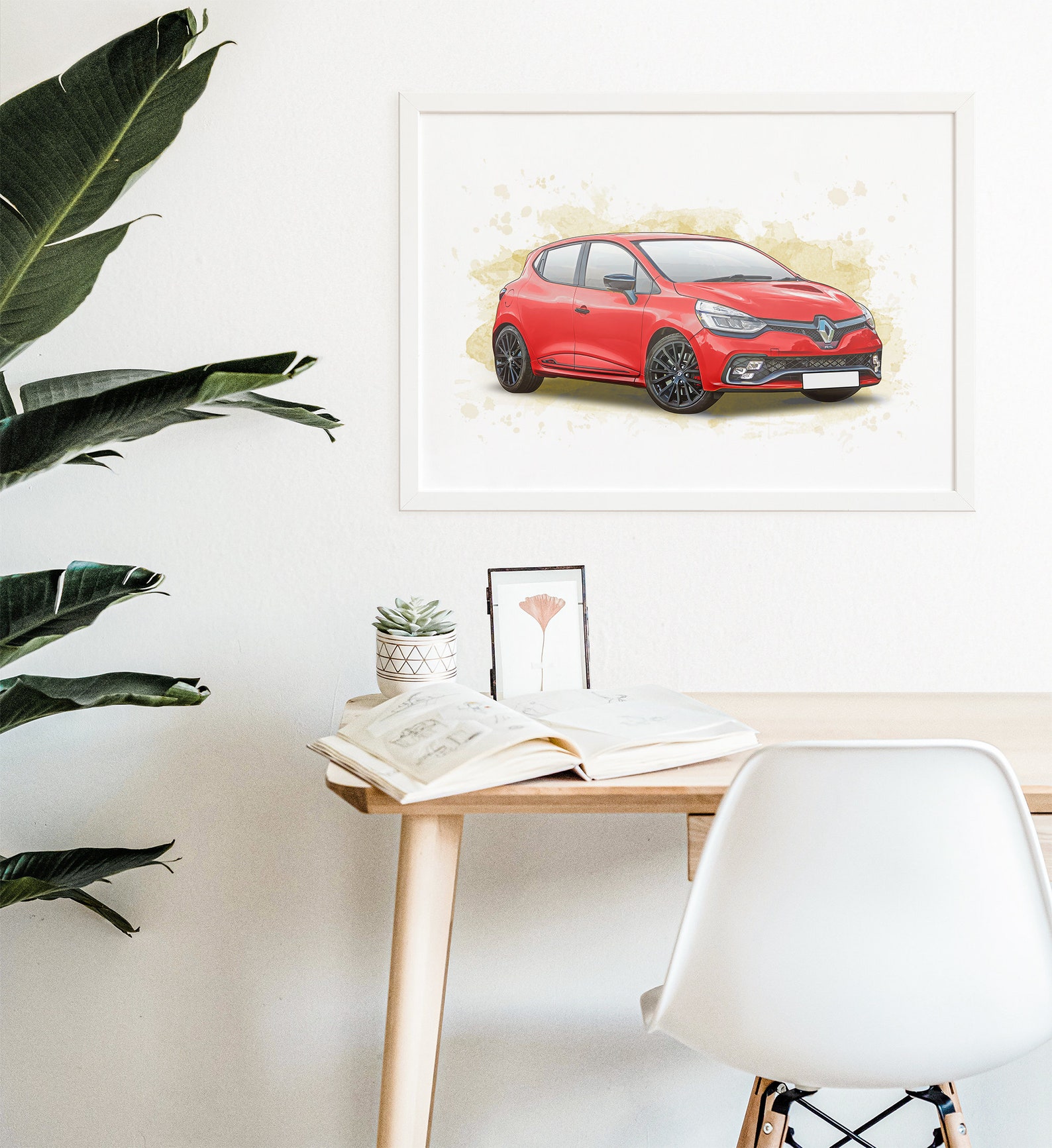 Personalised Renault Clio RS Car Poster, Art Print, Drawing, Portrait ...