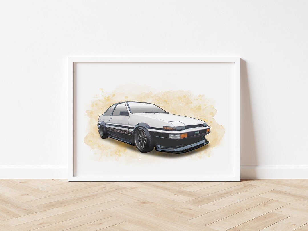Toyota AE86 Art Print, Poster, Wall Decor, Illustration, Gift for Car ...
