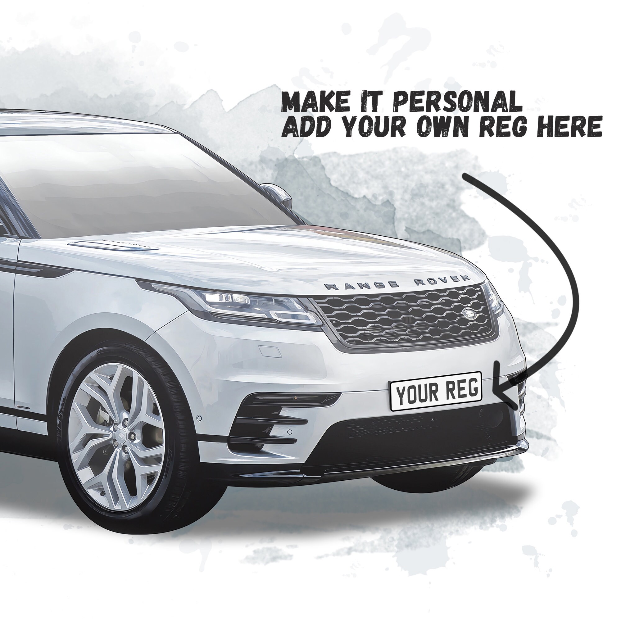 Personalised Range Rover Velar Art Print, Car Portrait, Illustration ...