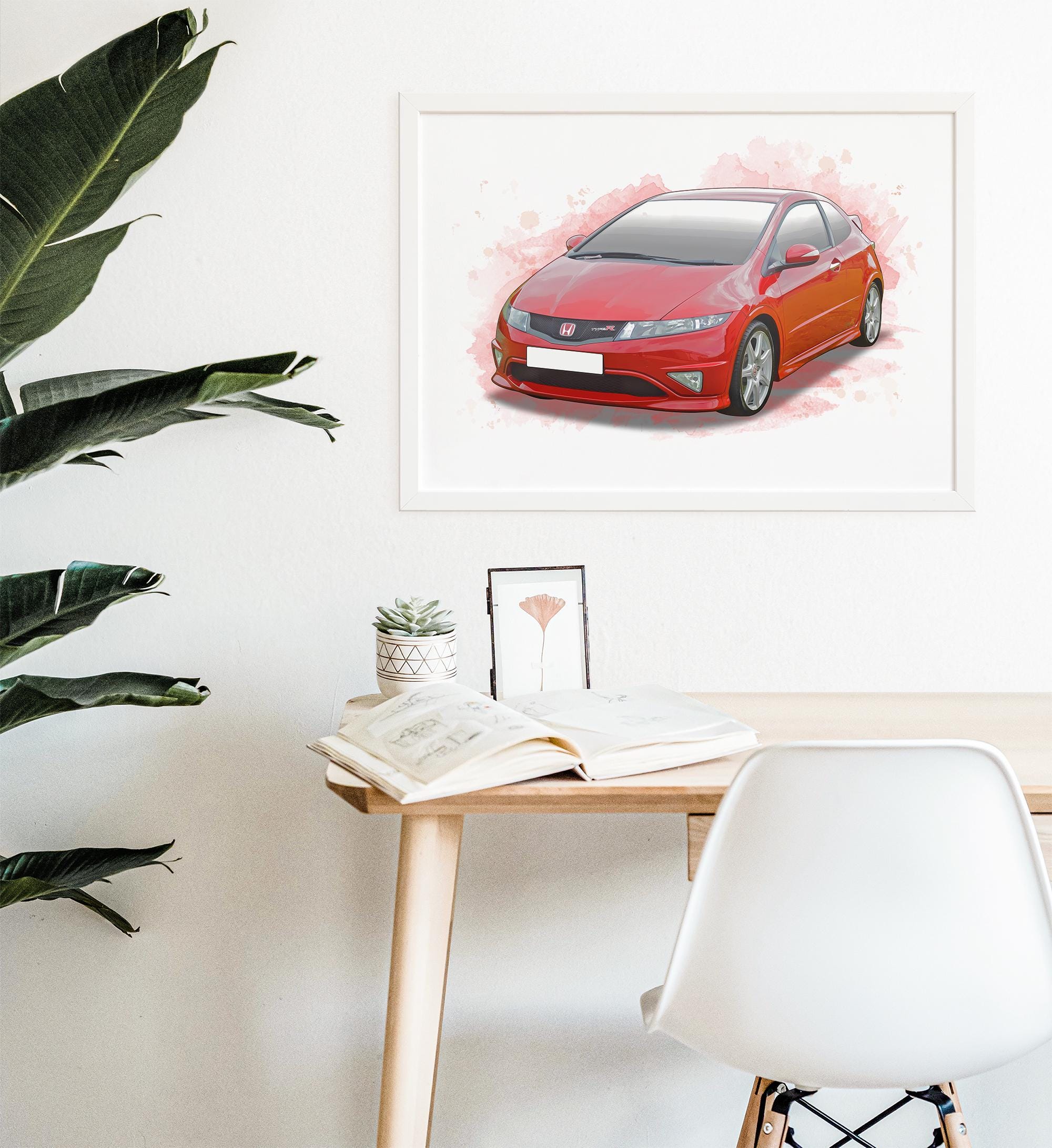 Personalised Honda Civic Type R FN2 Art Print, Car Poster, JDM Portrait ...