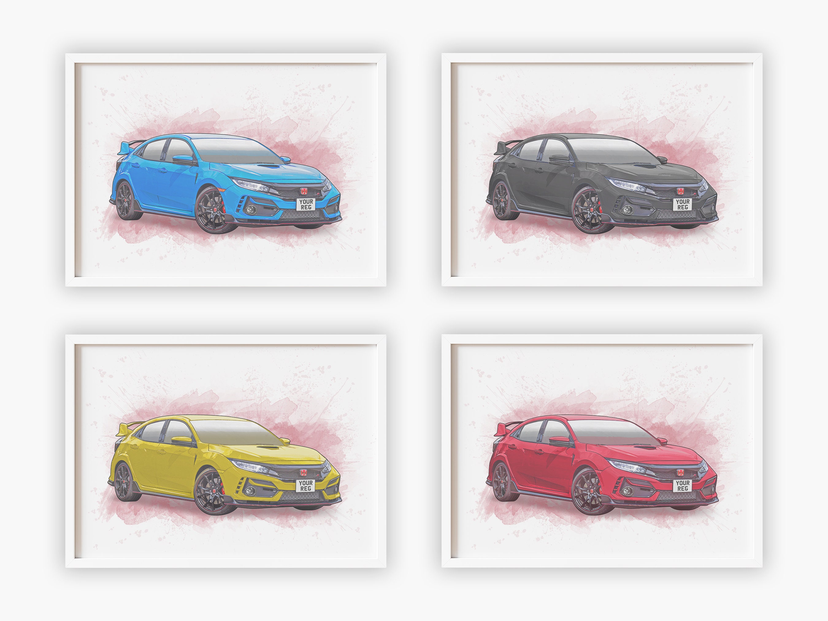 Personalised Honda Civic Type R FK8 Art Print, Car Poster, JDM Artwork ...