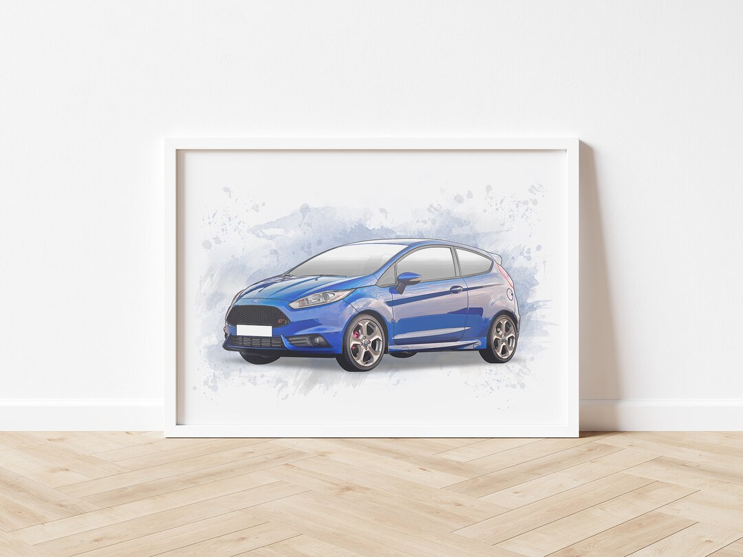 Personalised Ford Fiesta ST MK7 Art Print, Poster, Portrait, Drawing ...