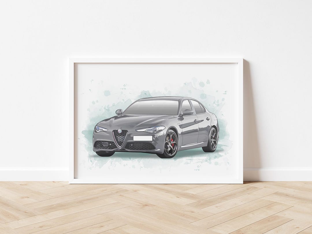 Personalised Alfa Romeo Giulia Art Print, Poster, Drawing, Portrait ...