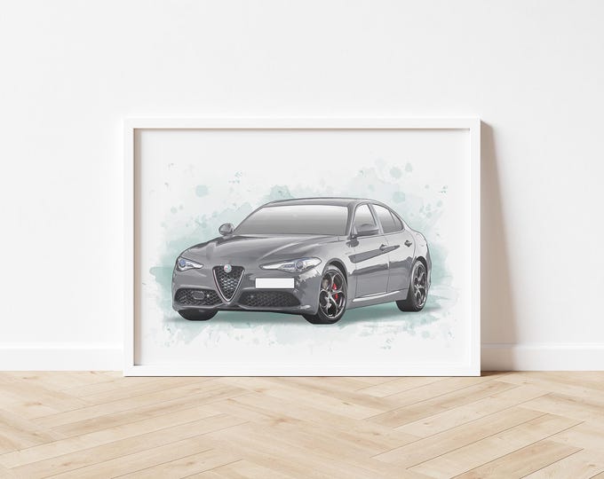 Personalised Alfa Romeo Giulia Art Print, Poster, Drawing, Portrait ...