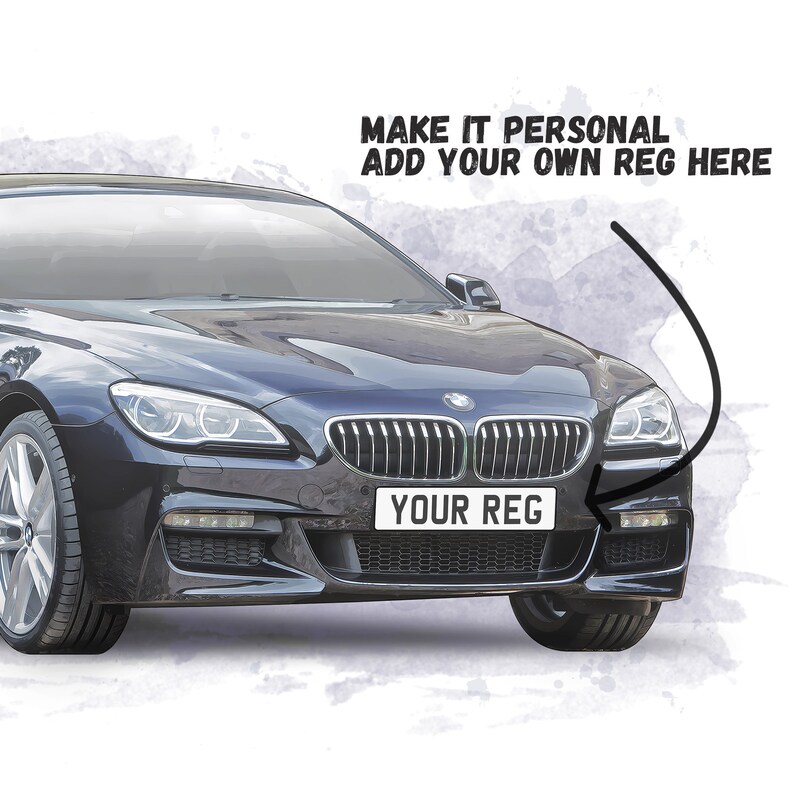 Personalised BMW 6 Series F13 Art Print, Poster, Drawing, Portrait ...