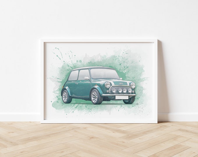 Personalised Rover Mini Cooper Art Print, Classic Car Poster, Artwork ...