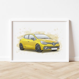 Personalised Renault Clio RS Car Poster, Art Print, Drawing, Portrait ...