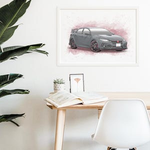 Personalised Honda Civic Type R FK8 Art Print, Car Poster, JDM Artwork ...