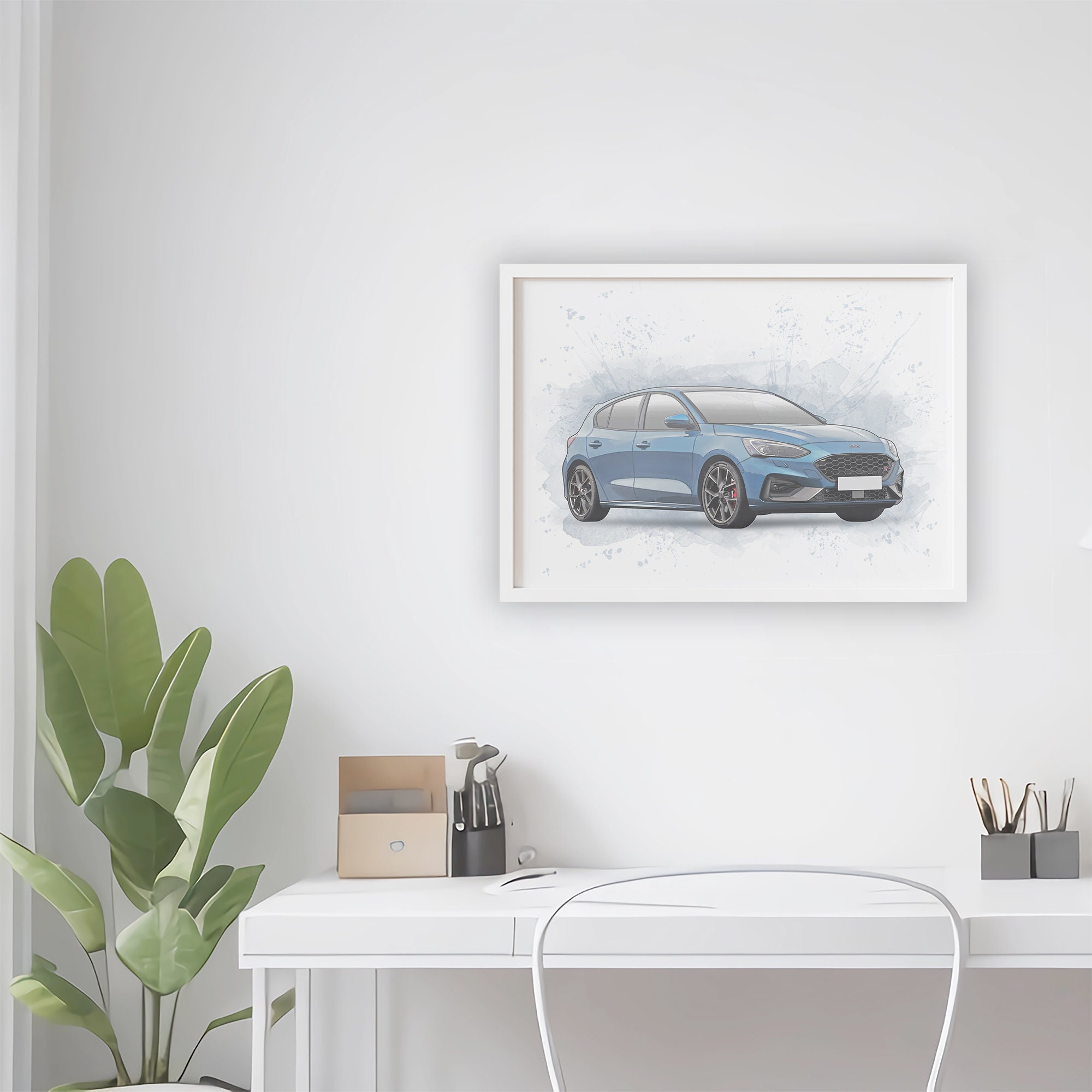 Personalised Ford Focus ST MK4 Art Print, Car Poster, Artwork, New Home ...