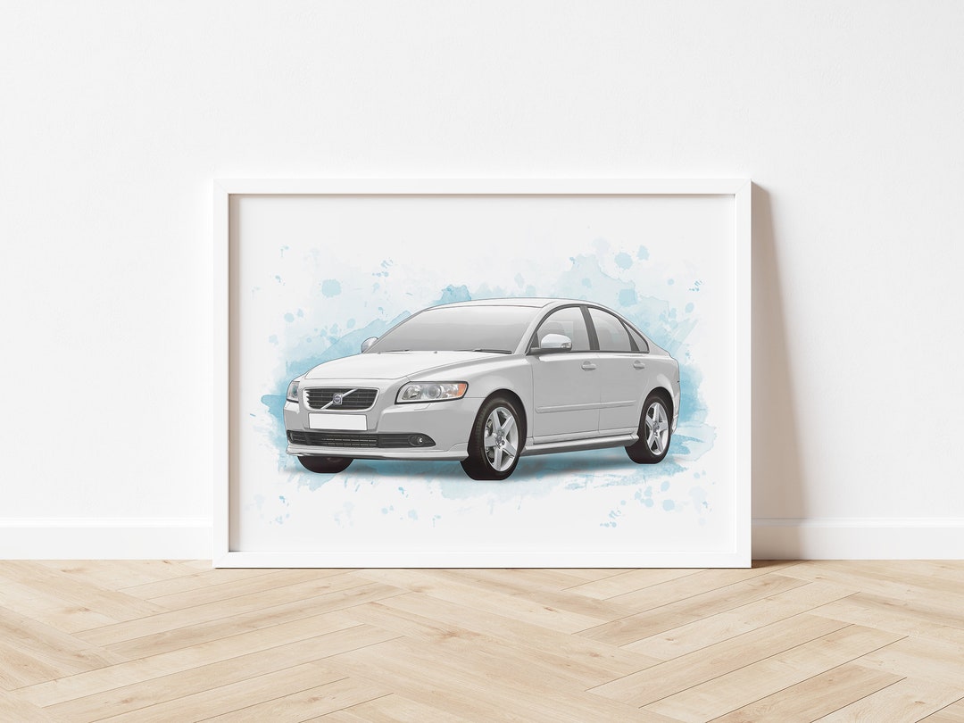 Personalised Volvo S40 Art Print, Poster, Drawing, Portrait, Gift for ...