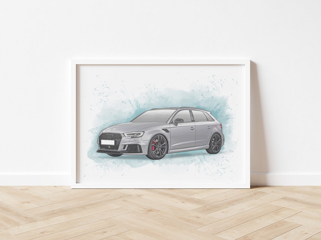 Personalised Audi RS3 MK4 Art Print, Poster, Portrait, Illustration ...