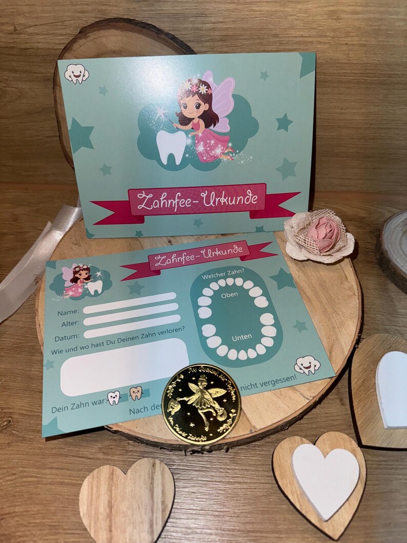Tooth Fairy Letter Certificate Document Gold Coin Wobbly Tooth Baby ...