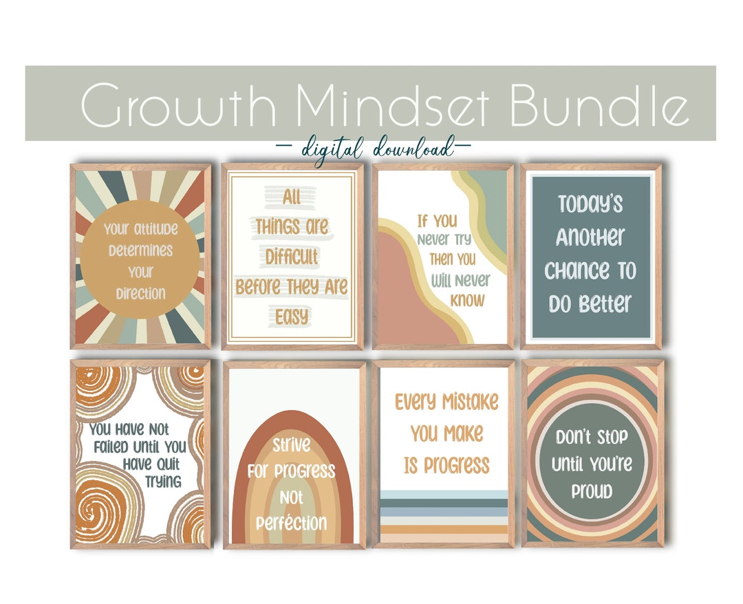 Growth Mindset Classroom Bundle, Modern Boho Classroom Decor ...