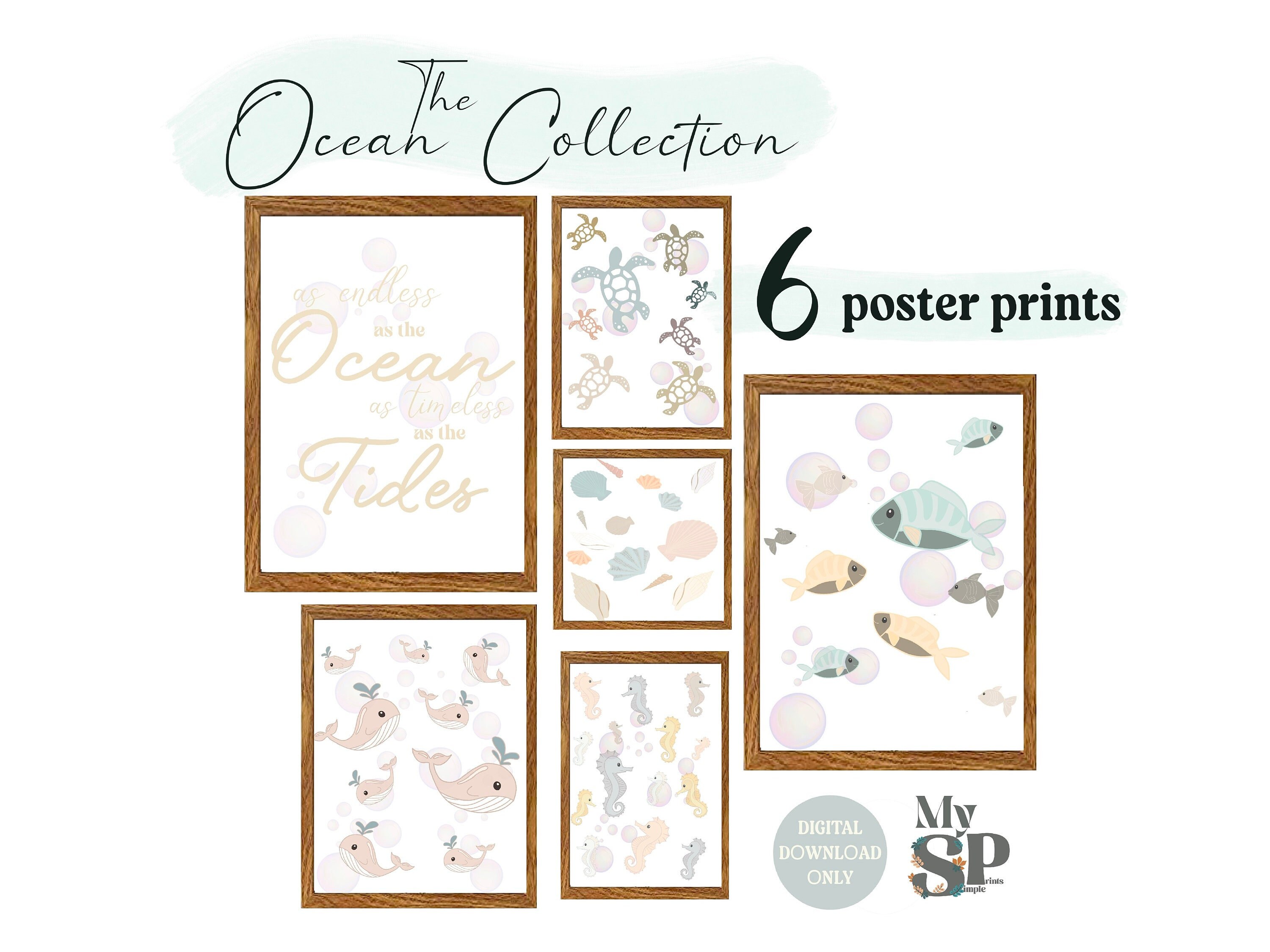 Toddler Friendly Sea Themed Wall Posters, Boho Ocean Decor, Homeschool ...