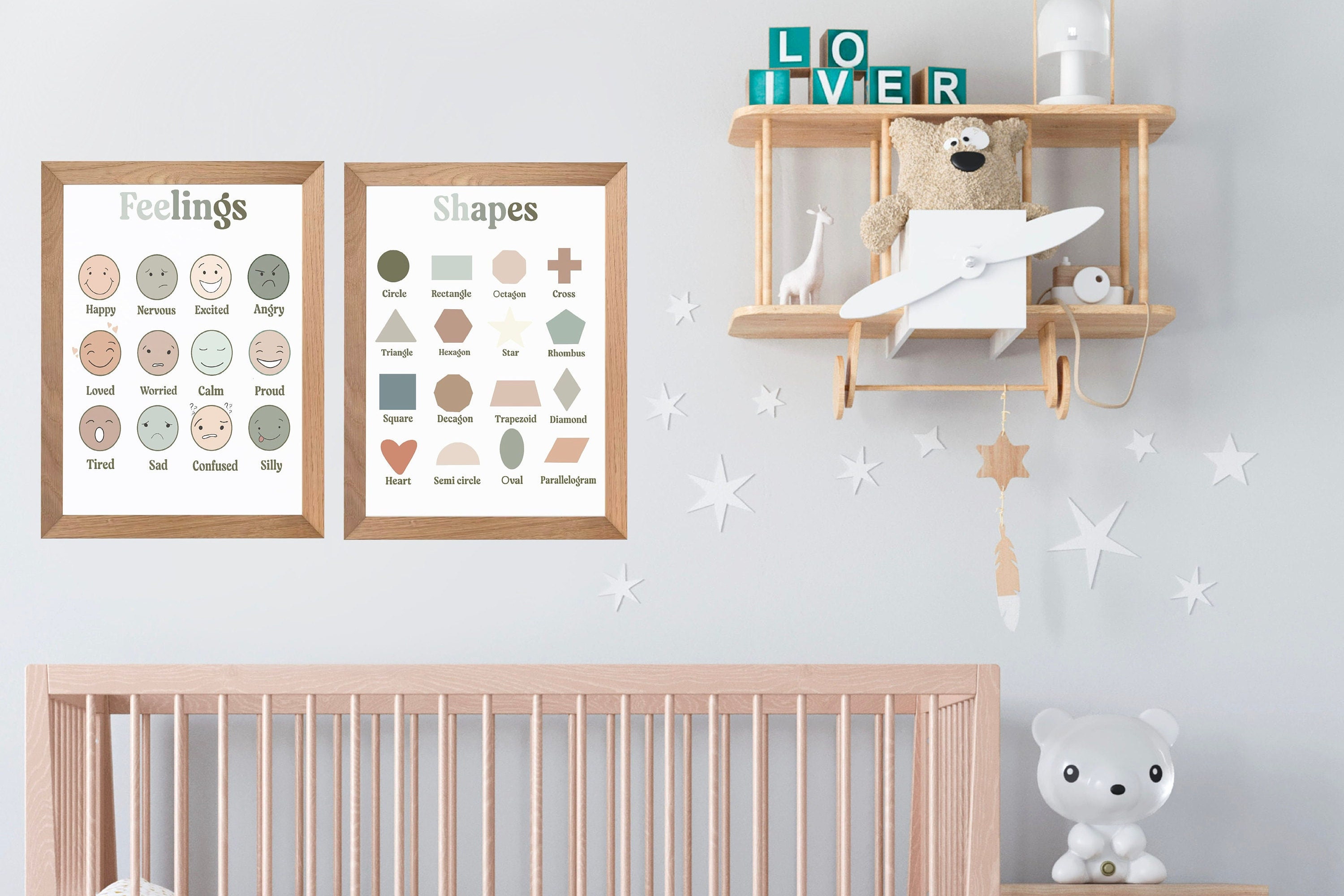 Montessori Inspired Educational Earth Tones, Boho Feelings Poster for ...