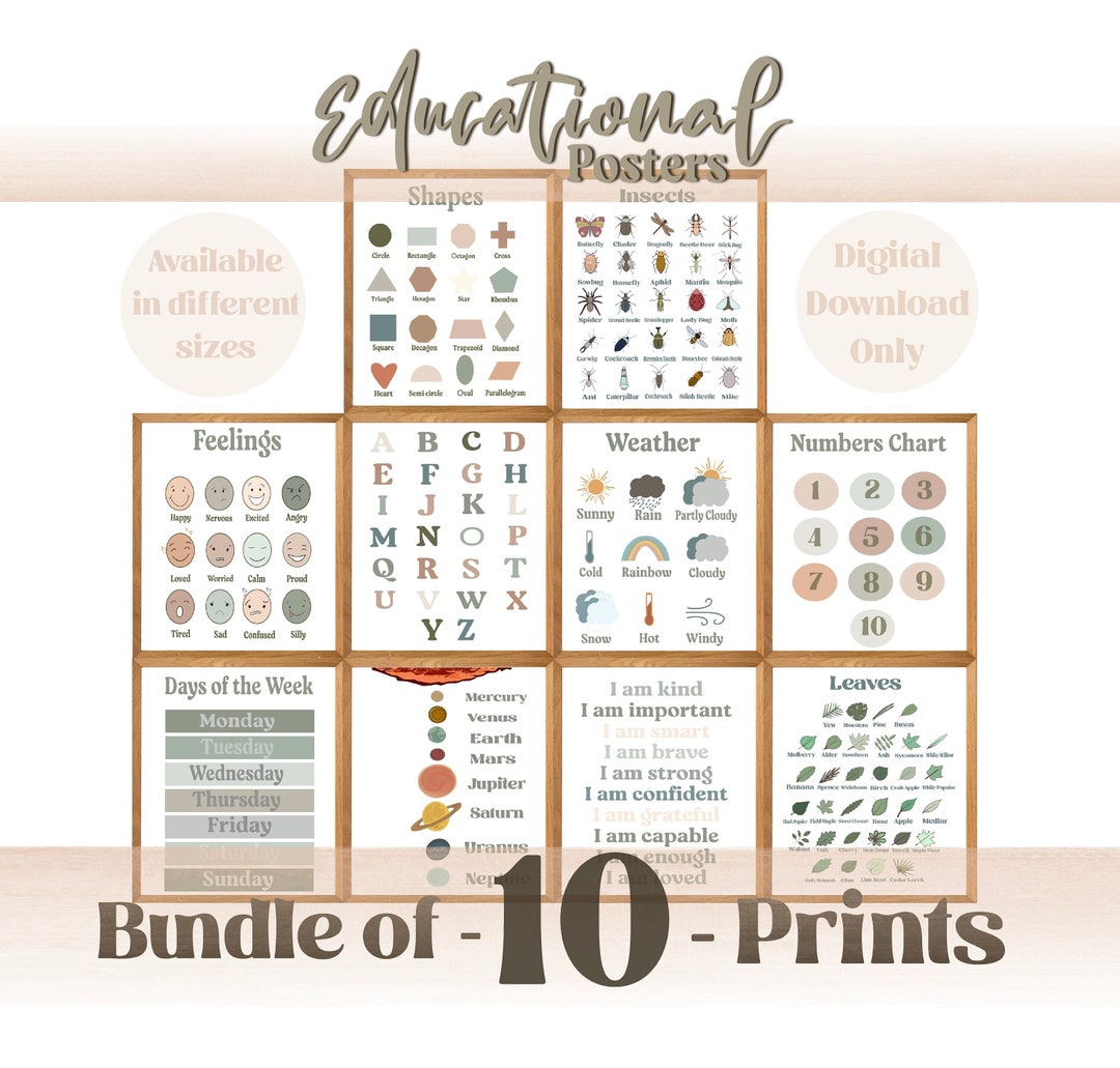 Educational Posters 10 PRINTABLES Classroom Decor Bundle - Etsy