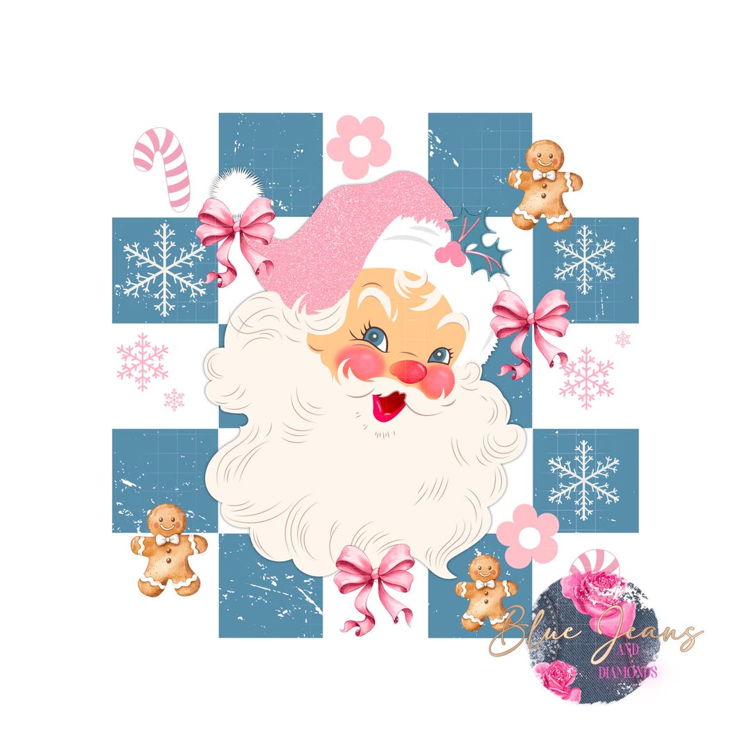 Checkered Santa Claus Png, Retro Santa PNG, Merry Christmas Png, Retro Christmas Png, Christmas ...