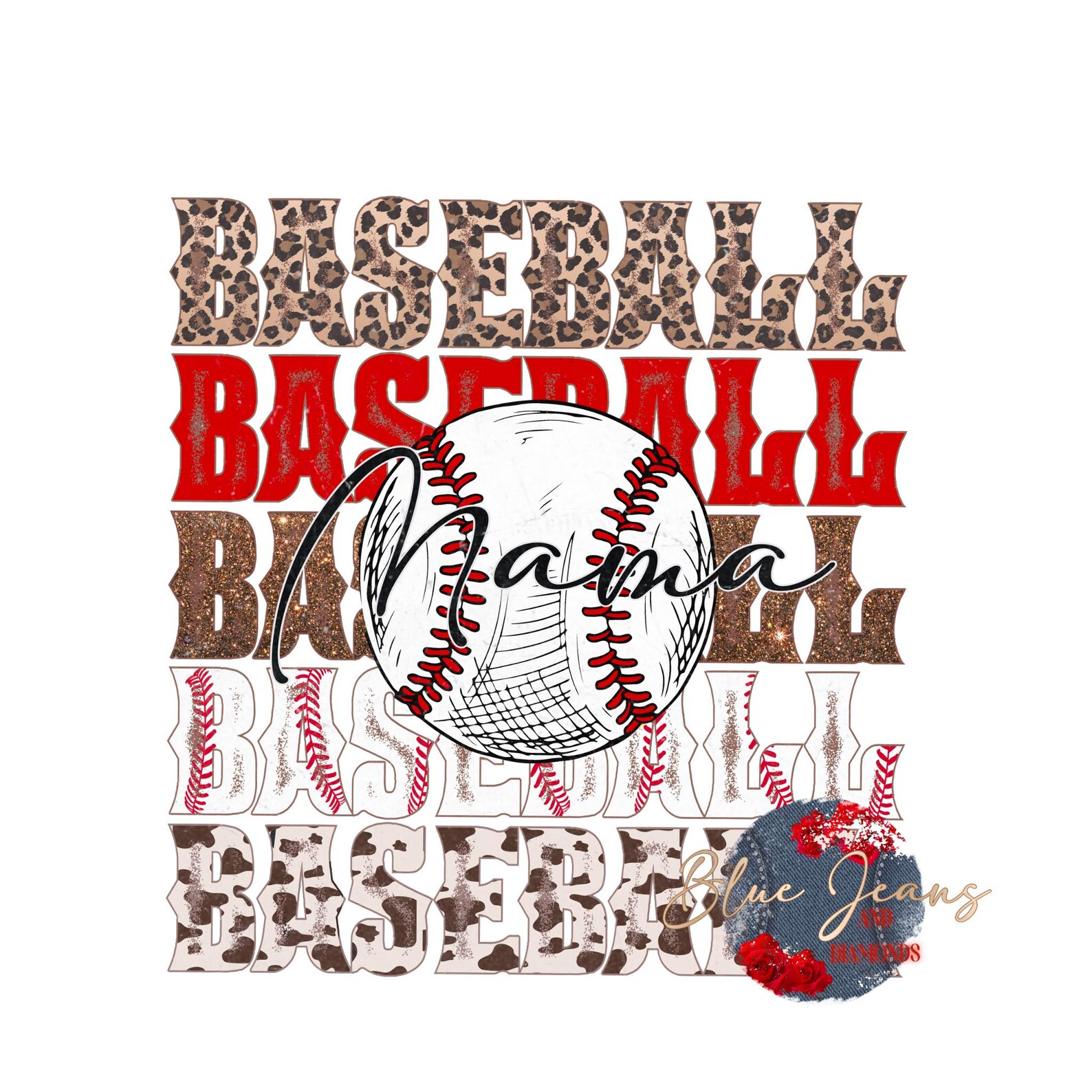 Baseball Mom PNG: Cowhide Leopard Print (digital Download) - Etsy