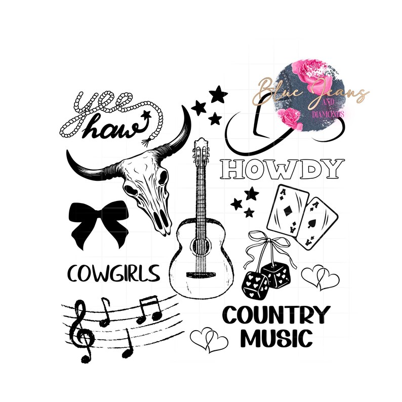 Western Cowgirl Collage PNG: Leopard, Boots, Disco Ball (digital ...