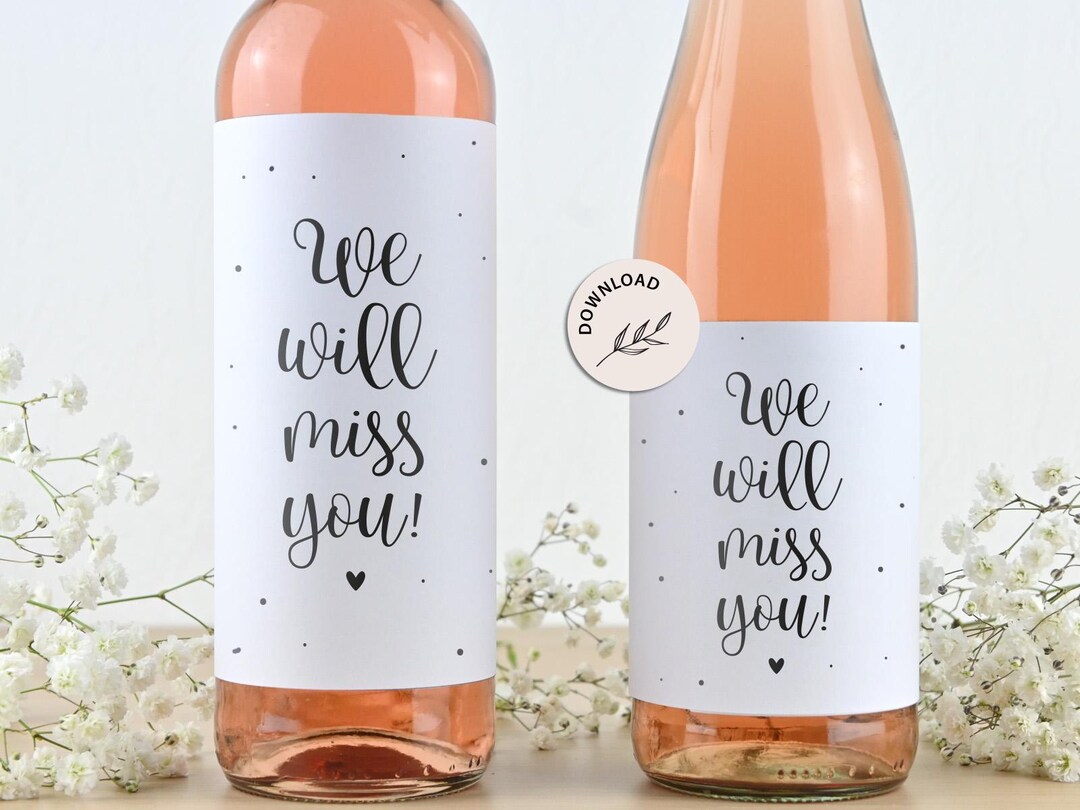 We Will Miss You – Wine Banderole, Gift Idea, Wine Label, Souvenir Wine ...