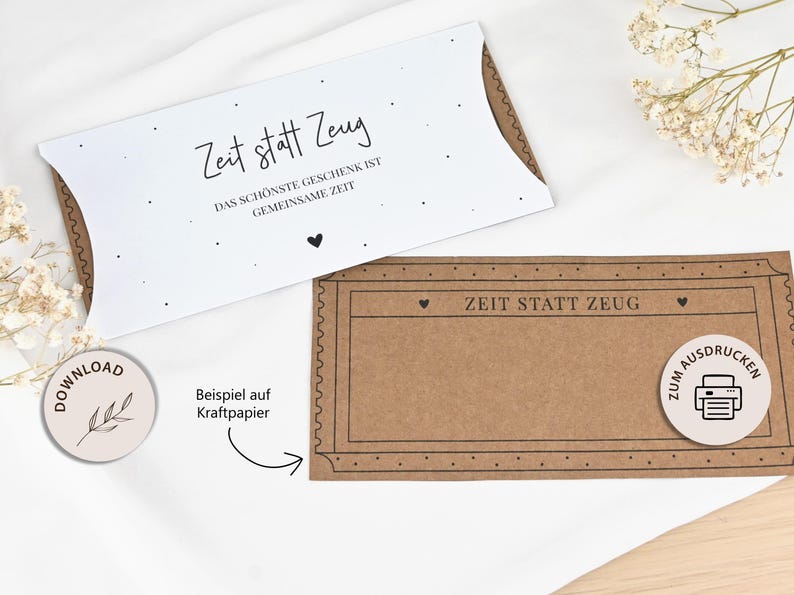 Zeit statt Zeug Gutschein zum Ausdrucken DIN Lang Last Minute ...
